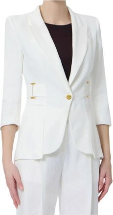 Elisabetta Franchi Femme, Vestes, Blanc, Taille: 40 FR Blazer Ceintur&eacute;