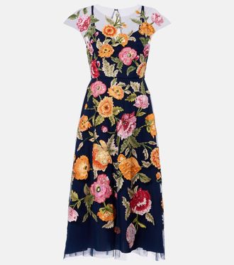 Carolina Herrera Midikleid aus T&uuml;ll mit Pailletten