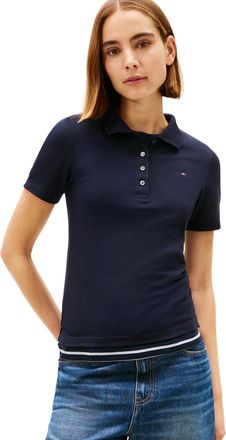 Tommy Hilfiger Damen Poloshirt Kurzarm 1985 Polo Slim Fit, Blau (Desert Sky), XXL