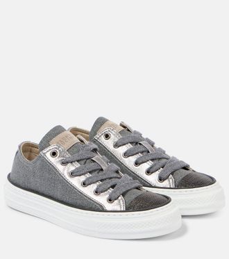 Brunello Cucinelli Sneakers Monili aus Canvas mit Metallic-Leder