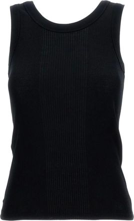 Loulou Studio Femme, Tops, Noir, Taille: 38 FR Canottiera girocollo rifinitura a costine