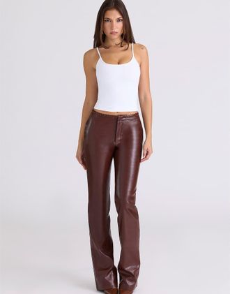 House of CB Adara - Hose aus veganem Leder in Schokobraun-Brown