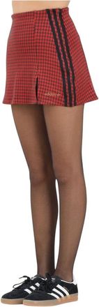 adidas Femme, Jupes, Rouge, Taille: 42 FR Jupe Tailleur Pied-de-Poule