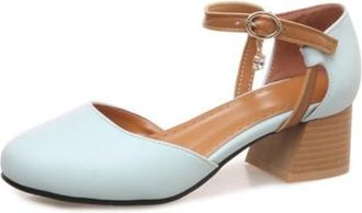 Generic Femmes Rond - Orteil Cheville - Sangle Talons Talon Bloc Elégants Chaussures De Bureau Et De Fête Strass Escarpins Quotidiens Et Événementiels,Bleu,35