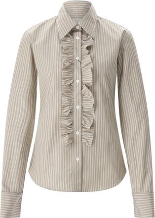 Ami Femme, Blouses et Chemises, Beige, Taille: 42 FR Long Sleeve Ruffled Adjusted Shirt