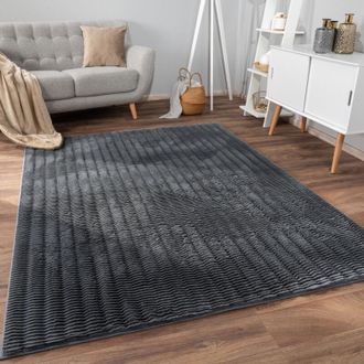 Paco Home Paco Home - Tapis Bubble Salon Chambre Fourrure &agrave; poils longs Design g&eacute;om&eacute;trique 3D 160x220 cm, Anthracite
