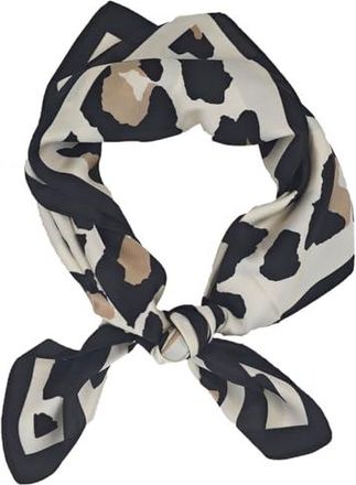 styleBREAKER Foulard avec motif l&eacute;opard imprim&eacute; animal | Foulard carr&eacute; avec bord color&eacute; | Doux et soyeux et polyvalent | 70 x 70 cm | Foulard bandana pour femme, b