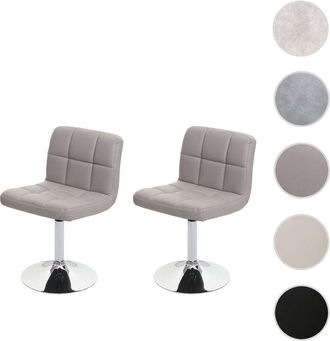 Mendler Mendler - 2x Chaise de salle à manger Chaise pivotante Kavala simli Cuir Chrome taupe-gris