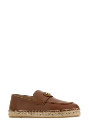 Valentino Garavani Mens Caramel Leather Vlogo Espadrilles Tobacco Espadrillas