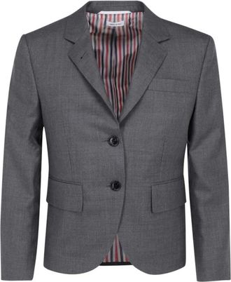 Thom Browne Femme, Vestes, Gris, Taille: 46 FR Blazer crois&eacute; en laine chin&eacute;e