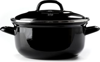 BK Indigo Holländisches Erbe Runde Deutsche Emaillierte Kasserolle mit Deckel mit PFAS-Freier Keramischer Antihaftbeschichtung, 24 cm/4,2 Liter, Induktio