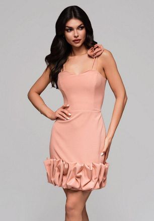 Ombre Abendkleid Kurzes Kleid mit R&uuml;schen und Bl&uuml;tendetai