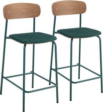 Oviala Lot de 2 chaises hautes en bois vert kaki