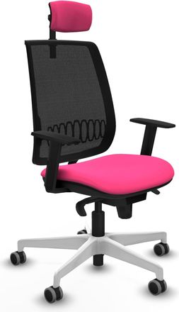 Piqueras y Crespo Alares Drehstuhl mit 1D-Armlehnen, h&ouml;henverstellbare Lendenwirbelst&uuml;tze und h&ouml;henverstellbares Kopfteil, 5 Positionen, Schwarz/Rosa