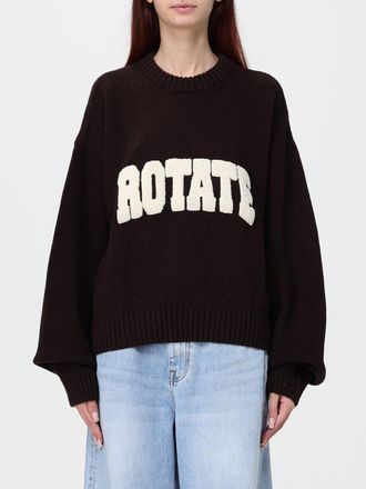 Rotate Relaxed-Fit Wollpullover mit Rundhalsausschnitt und kontrastierendem Jacquard-Logo