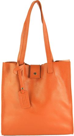modamoda.de T247 - Ital. Leder Shopper mit herausnehmbarer Innentasche, Farbe:Orange