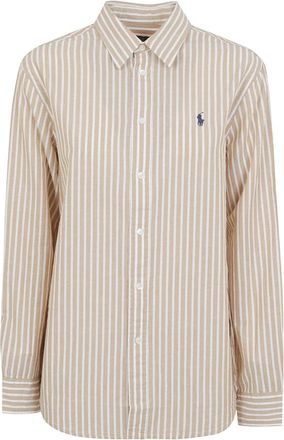 Ralph Lauren Femme, Blouses et Chemises, Brun, Taille: 42 FR Chemise Ray&eacute;e en Lin