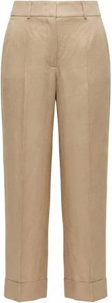 PESERICO Femme, Pantalons, Brun, Taille: 44 FR Pantalon Droit en Twill Viscose et Lin
