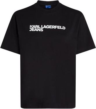 Karl Lagerfeld Karl Lagerfeld Jeans, Femme, T-Shirt &Agrave; Manches Courtes Et Logo Essentiel, Coupe Classique, Noir, XL