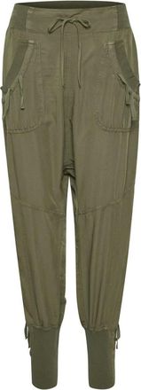 Cream Femme, Pantalons, Vert, Taille: 40 FR Pantalon Khaki à Taille Élastique et Ourlet Côtelé