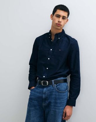 Tommy Jeans chemise Oxford bleu marine