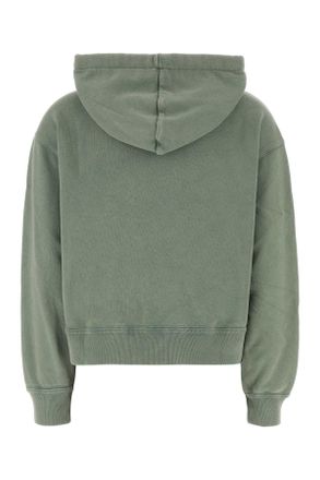Isabel Marant Womens Cotton-Blend Hoodie Sweatshirt Green Polyester Sweatshirts