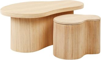 Beliani Couchtisch 2er Set SALANTI Rattan Naturfarben