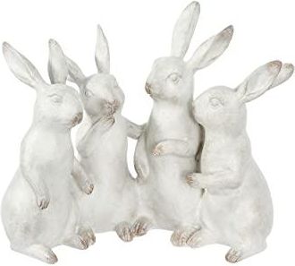 Creative Co-op Creative Co-Op EC0147 Weißgetünchte Polyresin Bunny Rabbit Quartett Figuren und Figuren, Weiß