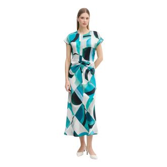 Joseph Ribkoff Strukturiertes Satin-Kleid mit geometrischem Print- tailliert und ausgestellt - - Dresses - Damen - Mehrfarbig - 5XL