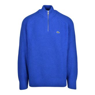 Lacoste Homme, Pulls, Bleu, Taille: XL Pull en Laine &agrave; Demi-Zip Col Haut