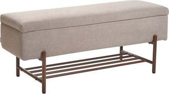 Beliani Banc de Couloir en Tissu Hydrofuge Rembourr&eacute; avec Rangement Pieds en M&eacute;tal Taupe Vail