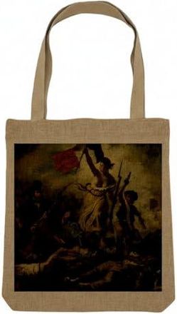 Fabulous Sac Shopping Tote Bag Aspect Lin - Eugene Delacroix La Liberte Guidant le Peuple Revolution - Sac de Courses Toile Epaisse 360g Beige Naturel Cabas Po