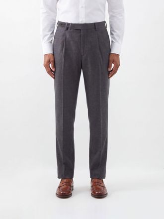 Pantaloni Torino Pantalon de tailleur slim fit en coton et laine vierge &agrave; pinces