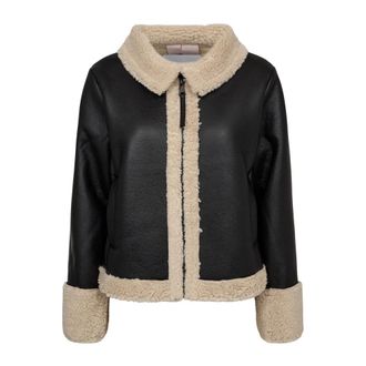 N&uuml;mph Lederjacken - - Jackets - Damen - Schwarzk - M