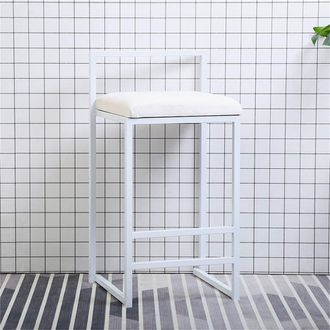 Generic Schwarzer Barhocker Aus Metall mit Samtsitz, Fu&szlig;st&uuml;tze und Hoher R&uuml;ckenlehne - Wei&szlig;e Beine - f&uuml;r K&uuml;che, Bistro, Caf&eacute;, Kneipe - Maximale Belastbarkeit 