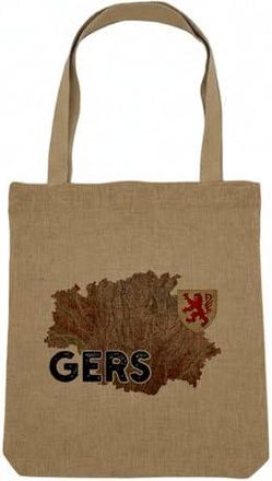 Fabulous Sac Shopping Tote Bag Aspect Lin - Gers 32 D&eacute;partement Auch Carte Ancienne Occitanie - Sac de Courses Toile Epaisse 360g Beige Naturel Cabas Port&eacute; Epa