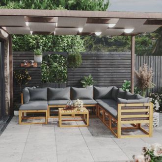 vidaXL Vidaxl - Salon de jardin 9 pcs avec coussin Bois dacacia solide