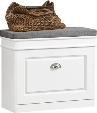SoBuy FSR82-K-SCH Banc &agrave; Chaussures Meuble &agrave; Chaussures avec Assise Coussin Rembourr&eacute; et Abattant Banc de Rangement &agrave; Chaussures 601x24x51 cm - Noir - Sobuy