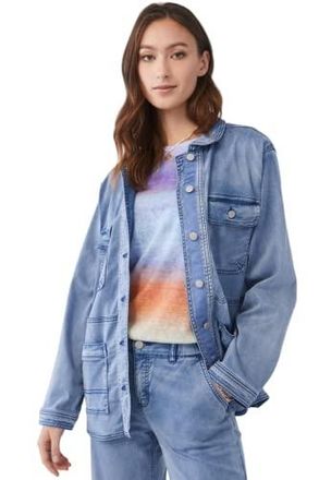 FDJ Jeans Damen Oversized Denim Jeansjacke Loose Fit Casual Mid Long Button-Up mit Taschen - Parent, Light wash, XL