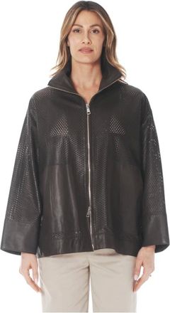 The Jack Leathers Femme, Vestes, Brun, Taille: 46 FR Bomber lungo traforato