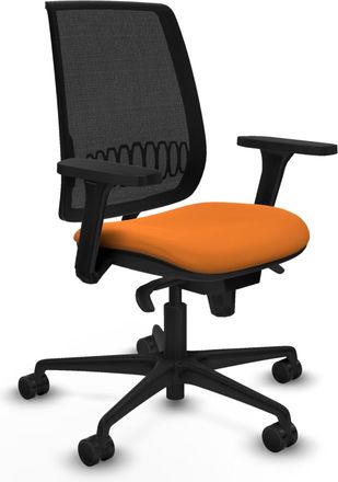 Piqueras y Crespo B&uuml;rostuhl mit 3D-Armlehnen, h&ouml;henverstellbare Lendenwirbelst&uuml;tze, mit 5 Positionen und Schaumstoff, 65 mm Nylon, Schwarz/Orange