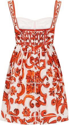 Dolce & Gabbana Womens Mini Cotton Dress Orange