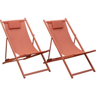 Happy Garden 2er Set Chiliennes CYPRUS - Textilene Terracotta/Struktur Terracotta
