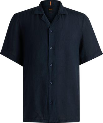 BOSS Herren Rayer M Regular-Fit Hemd aus Leinen Dunkelblau XXL