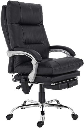 Clp B&uuml;rostuhl ergonomisch mit Massagefunktion Sirba, Schreibtischstuhl mit Heizfunktion und Fu&szlig;ablage, Drehstuhl h&ouml;henverstellbar bis 150 kg, Farbe:schwar