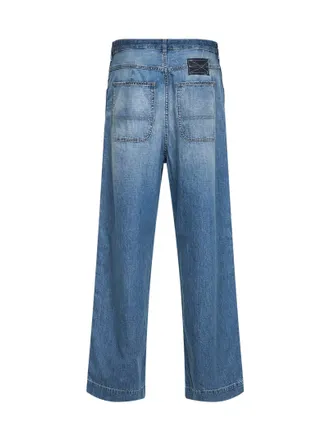 Maison Margiela Womens Wide-Leg Jeans Light Blue Cotton
