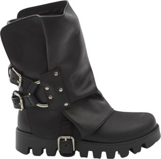 Dolce & Gabbana Femme, Chaussures, Noir, Taille: 37 EU Bottines clout&eacute;es en cuir