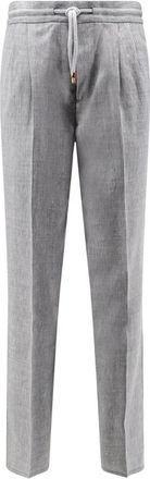 Brunello Cucinelli Homme, Pantalons, Gris, Taille: 2XL Pantalon Pliss&eacute; &agrave; Cordon de Serrage