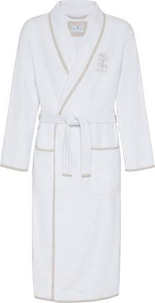 Brunello Cucinelli Bademantel mit Logo-Stickerei - Weiß