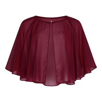 Bolerose weich Hochzeit Umh&auml;ngetuch Abend Durchsichtiges Chiffon &Uuml;berwurf Umhang Schultertuch (Weinrot, Einheitsgr&ouml;&szlig;e)